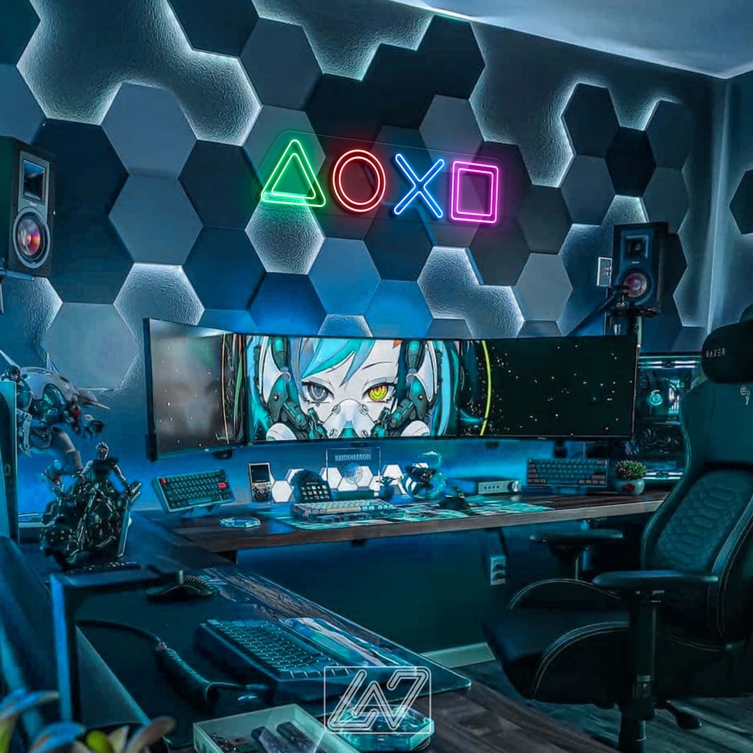 Playstation - LED Neon Sign, Custom Neon Sign, Playstation Desk Neon ...