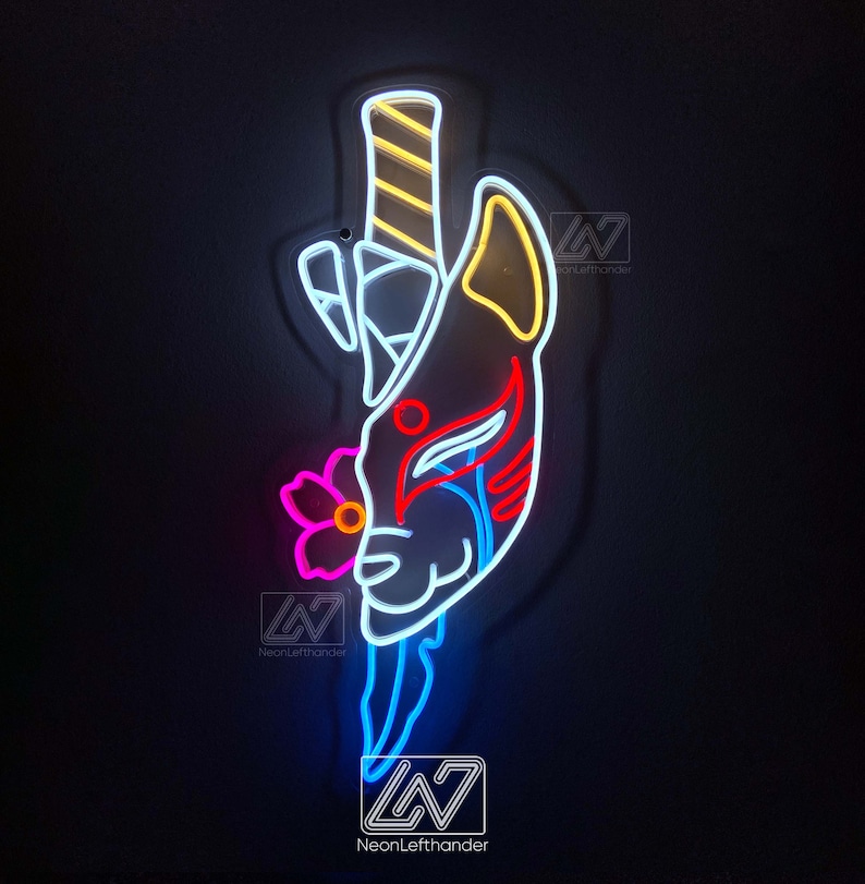 Kitsunemask LED Neon Sign Demon Neon Sign Anime Wall Art - Etsy