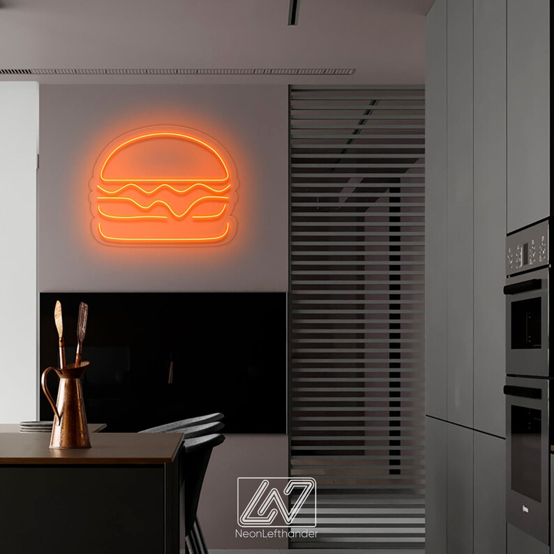 Burger - LED Neon Sign, Custom Food Neon Sign, Fast Food Shop LED Sign ...