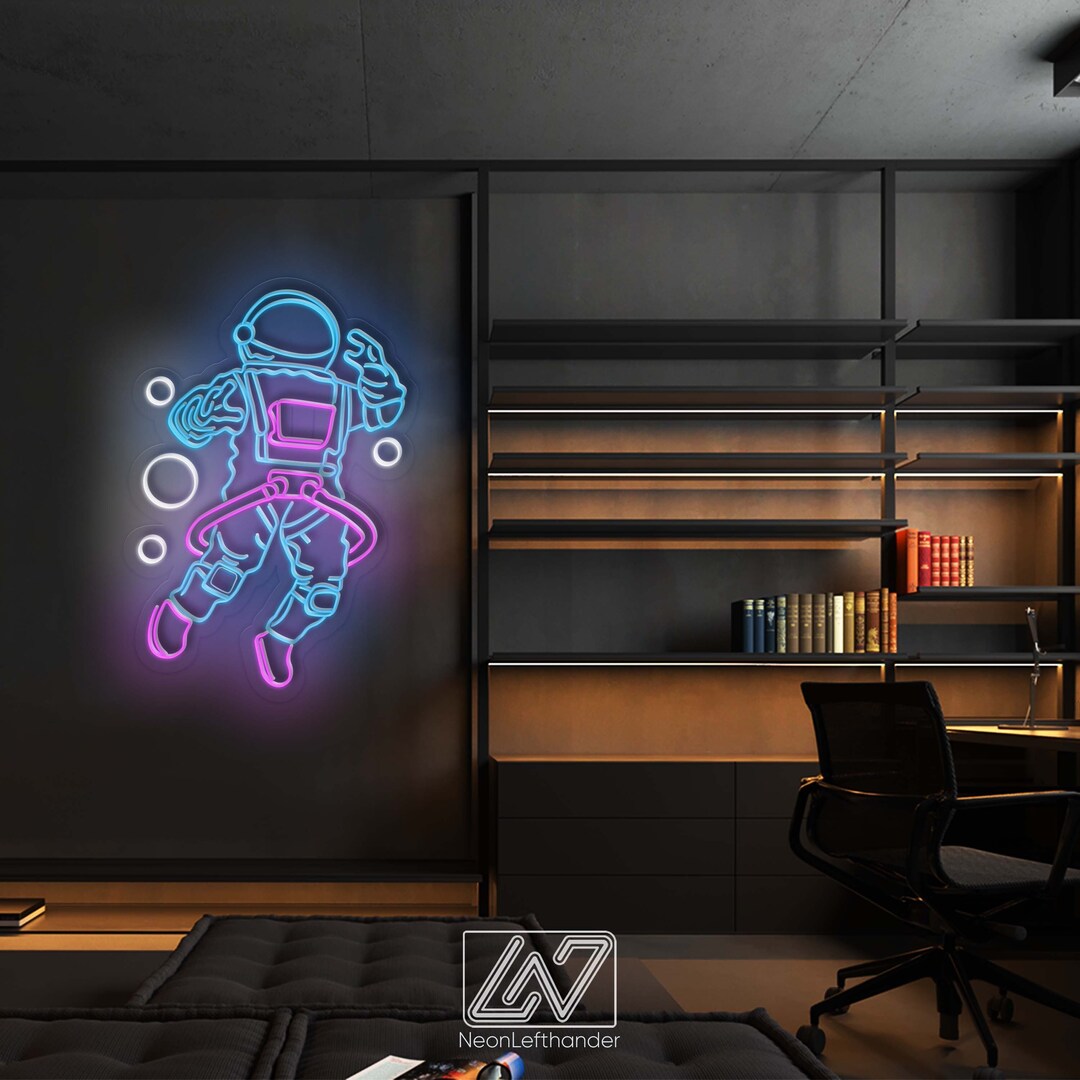 Astronaut - LED Neon Sign, Spaceman Neon Art, Kid's Room Neon Light ...