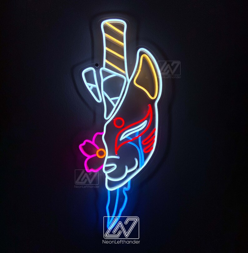 Kitsunemask LED Neon Sign Demon Neon Sign Anime Wall Art - Etsy