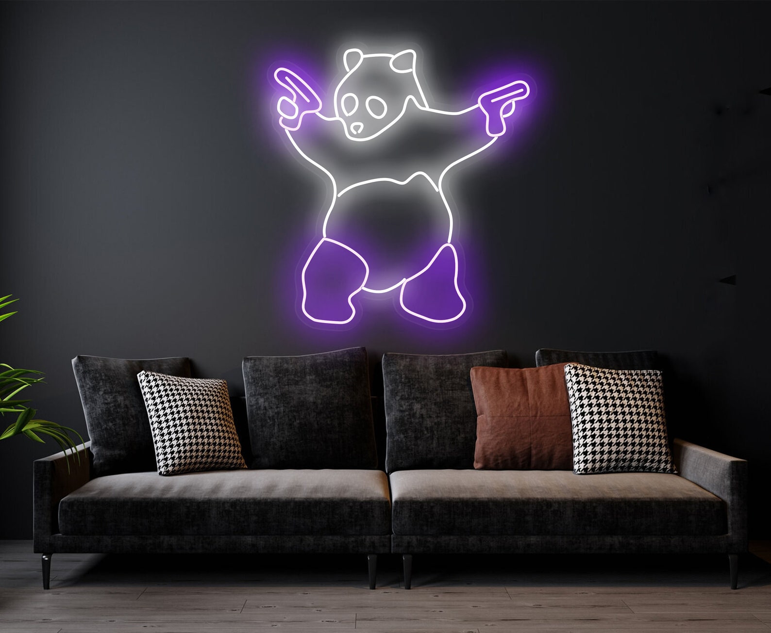 Panda LED Neon Sign animal Sign Panda Light Gangsta Panda | Etsy