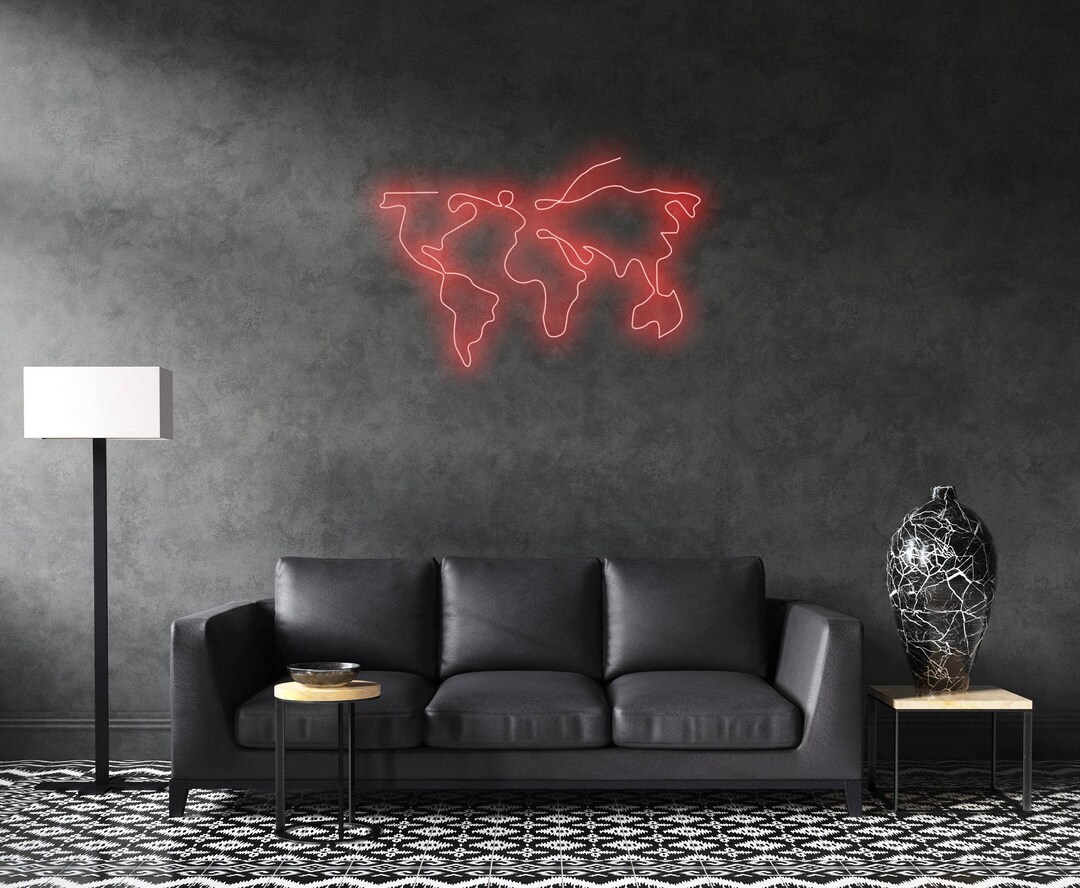 World Map Neon Sign, the World Sign Neon Light, Led Neon Sign Light ...