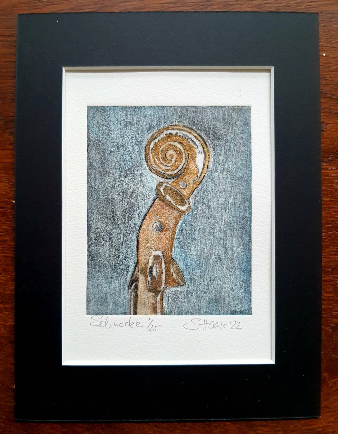 Original Etching Snail of a Violin, Viola, Cello, Bass With Black Passe ...