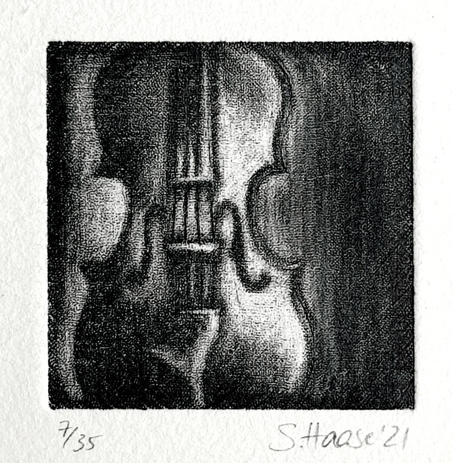 Prints original mezzotino etching viola viola Violin original mezzotint ...