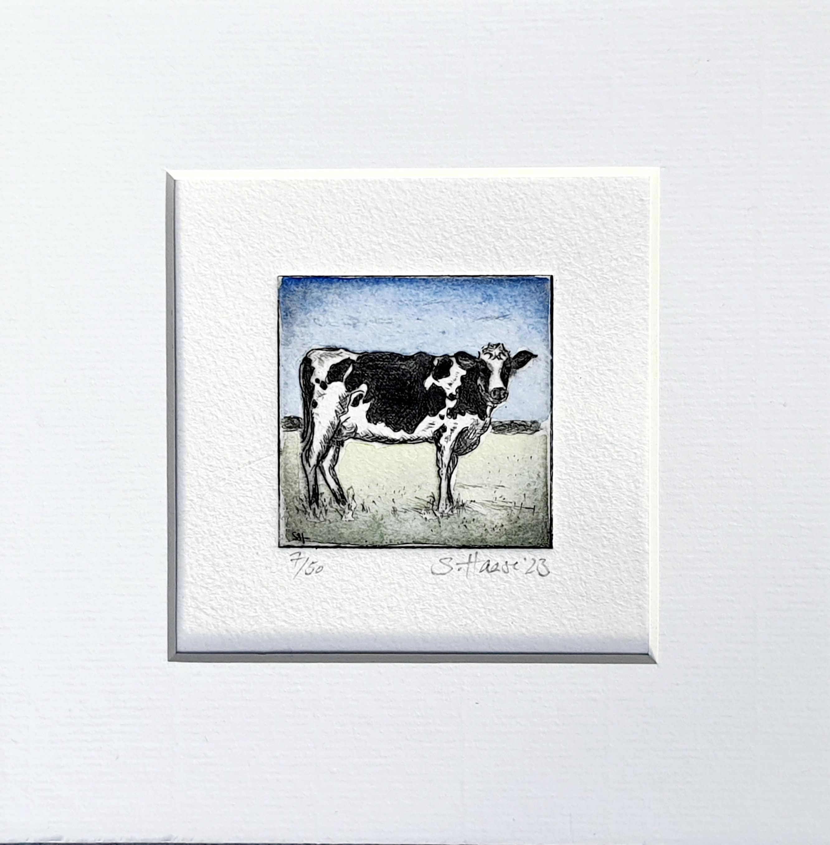 Original Etching Cow With Passepartout, Original Etching Cow With ...