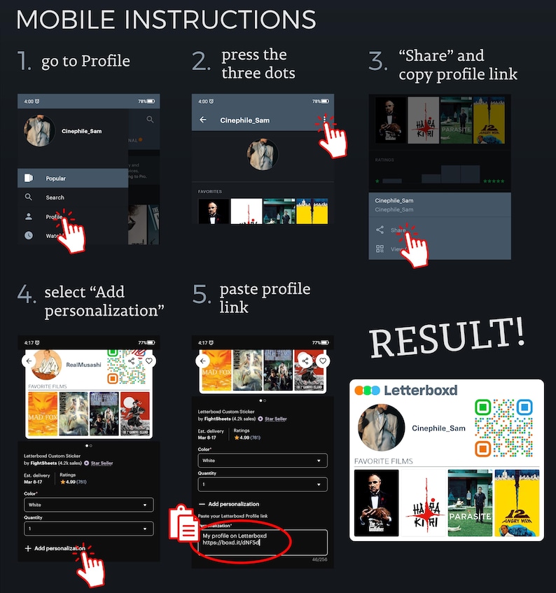 Letterboxd CUSTOM Profile Sticker - Etsy