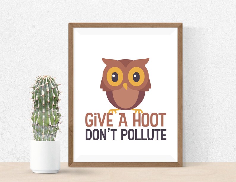 Give a Hoot Don't Pollute Owl SVG Art, Cut File for Cricut, Clipart ...