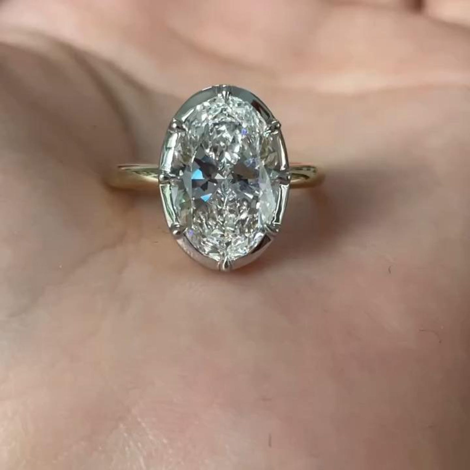 Georgian Victorian 3ct Oval Lab-grown IGI Certified Ring in 14k Yellow ...