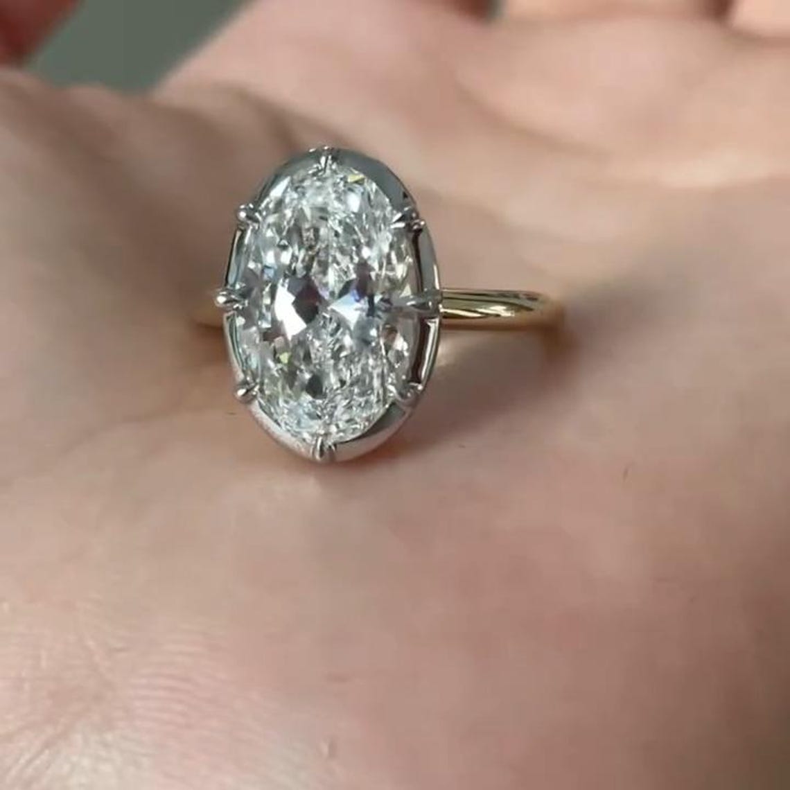 Georgian Victorian 3ct Oval Lab-grown IGI Certified Ring in 14k Yellow ...
