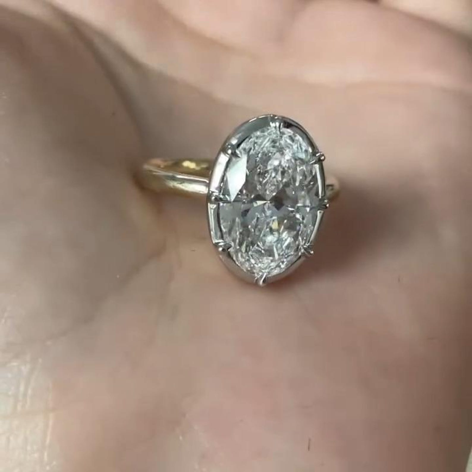 Georgian Victorian 3ct Oval Lab-grown IGI Certified Ring in 14k Yellow ...