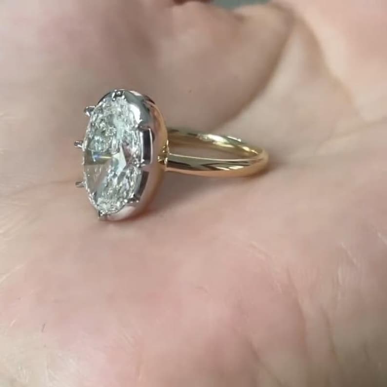 Georgian Victorian 3ct Oval Lab-grown IGI Certified Ring in 14k Yellow ...