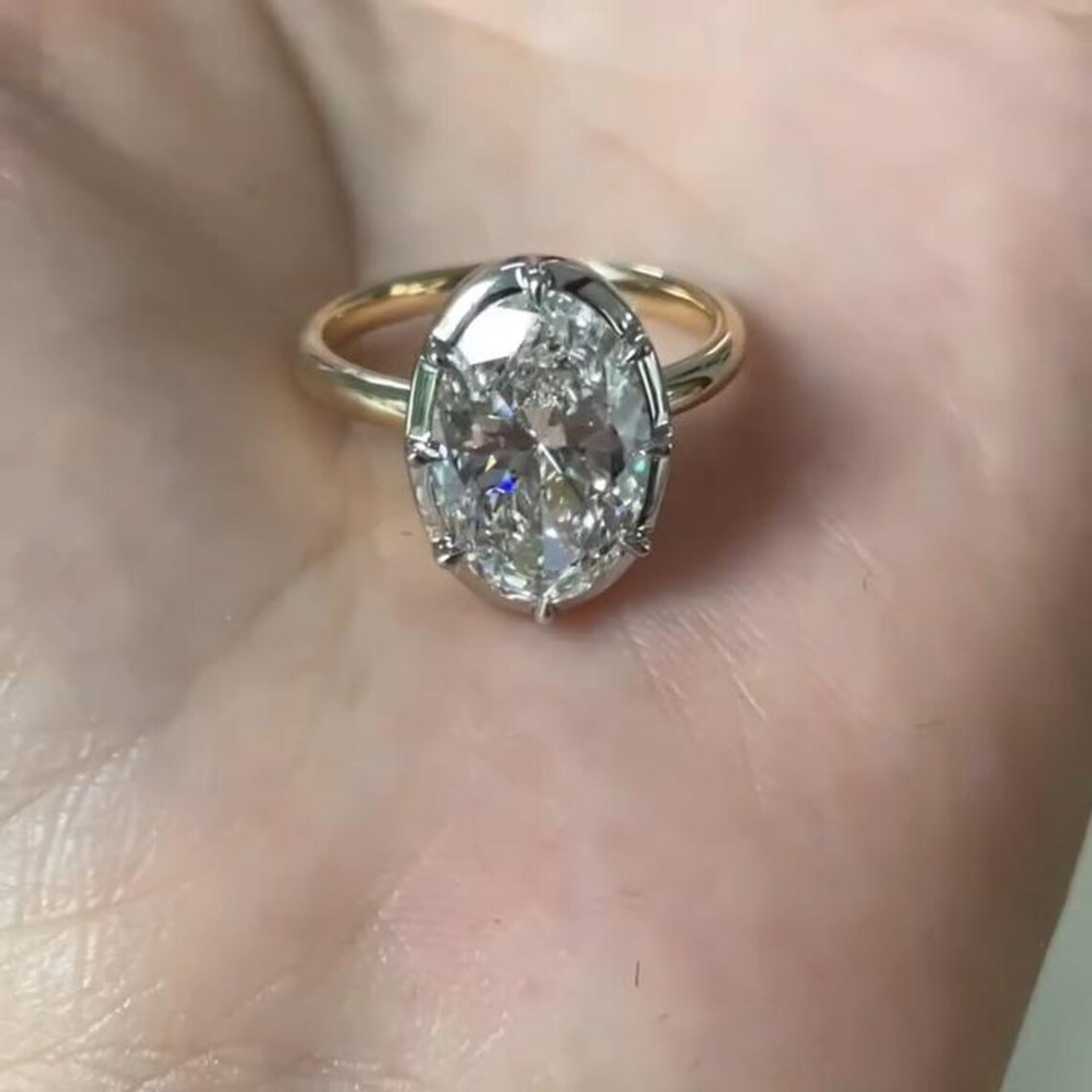 Georgian Victorian 3ct Oval Lab-grown IGI Certified Ring in 14k Yellow ...