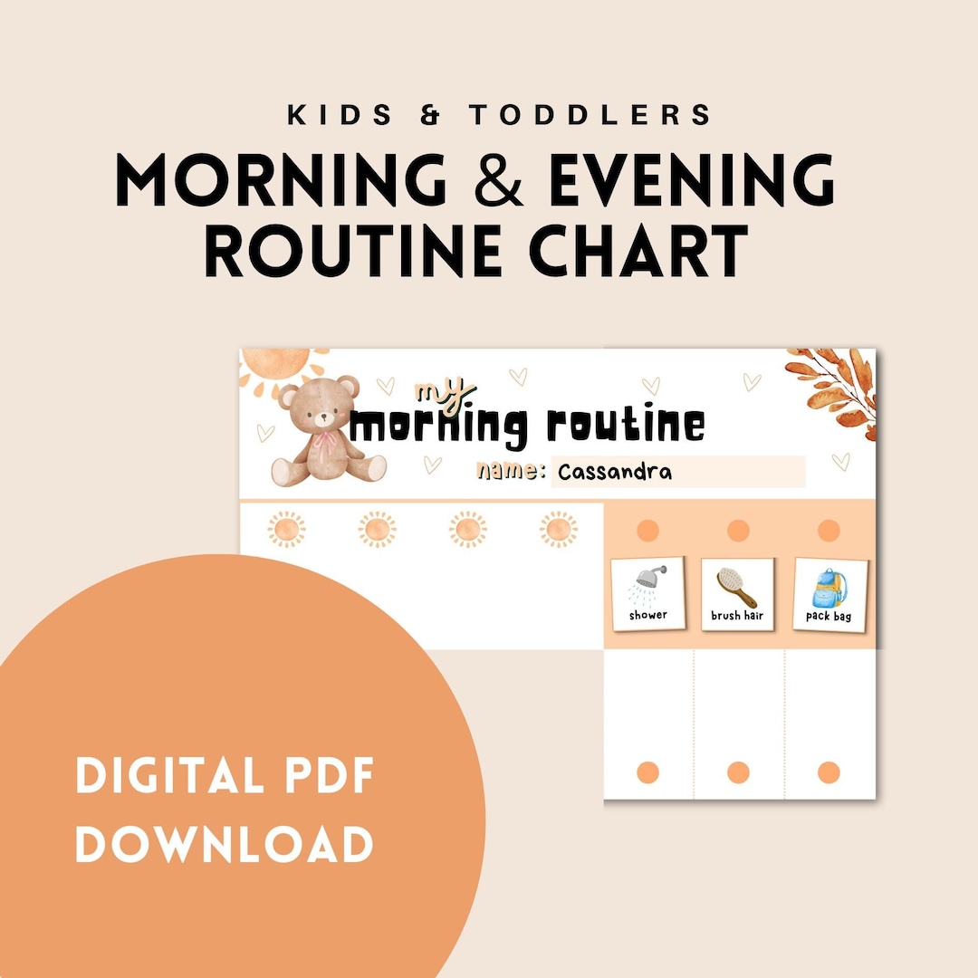 Kids Morning Evening Routine Chart | Digital Download | Kids Toddlers ...