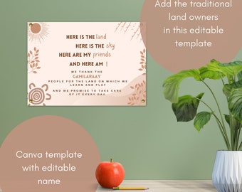 Indigenous Acknowledgement Teal | Editable Digital Download ...