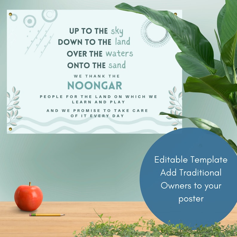 Indigenous Acknowledgement Teal | Editable Digital Download ...