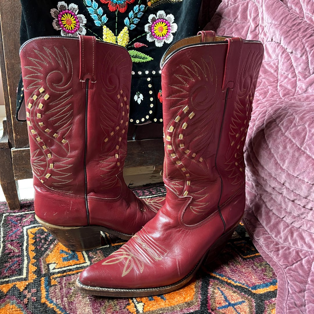 Cool Vintage 1970s Red Western Boots Size EU42 - Etsy
