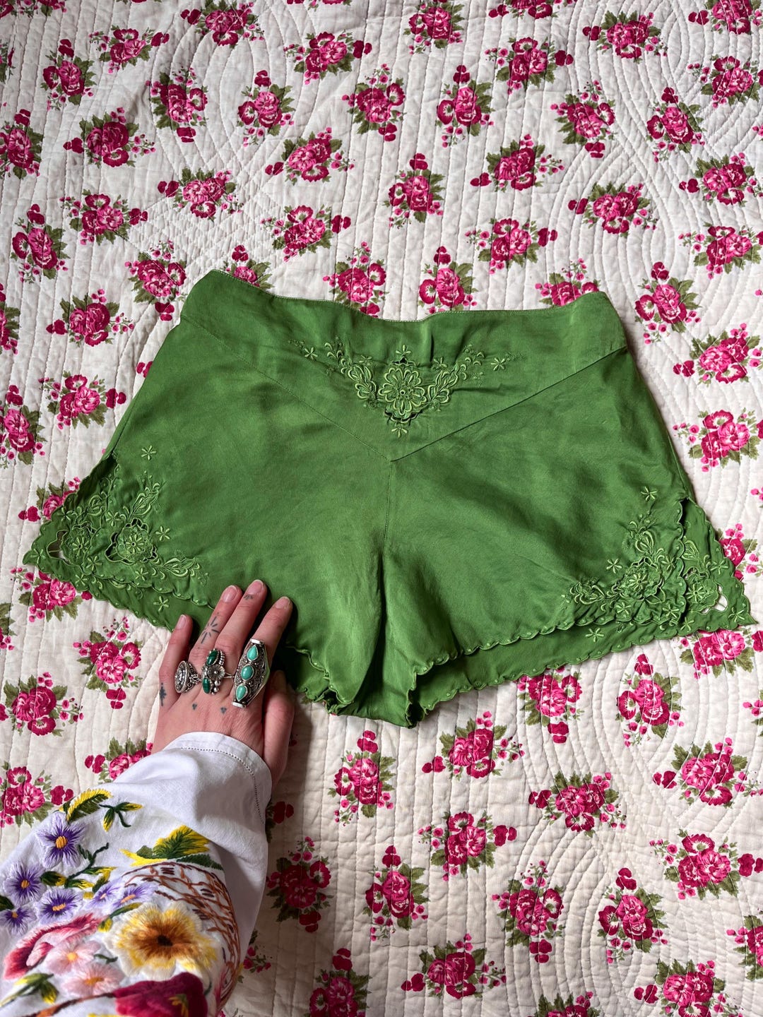 S Vintage 1970s Does 1930s Hand Dyed Peridot Green Silk Bloomers - Etsy