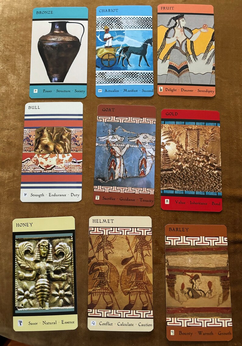 Mycenaean Oracle Cards: Ancient Greek Linear B Letters, Guidebook ...