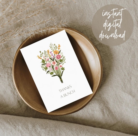 Thanks A Bunch Card Thank You Card Printable Thank You - Etsy