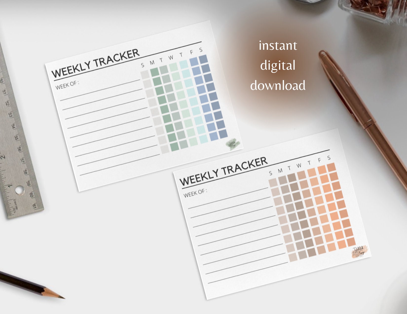 Weekly Tracker, Habit Tracker, Printable Template, Downloadable Weekly ...