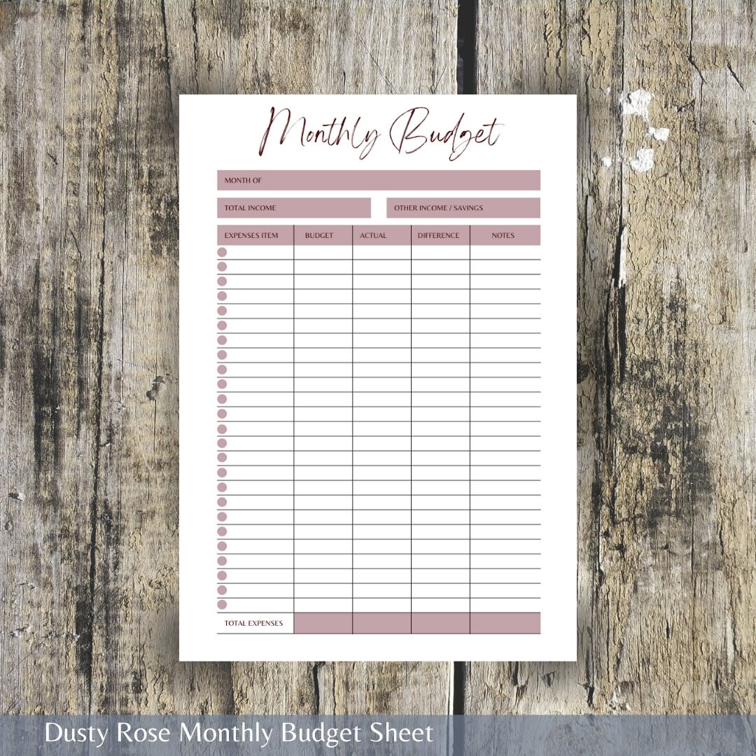 Monthly Budget Template Printable Budget Plan Monthly Budget - Etsy