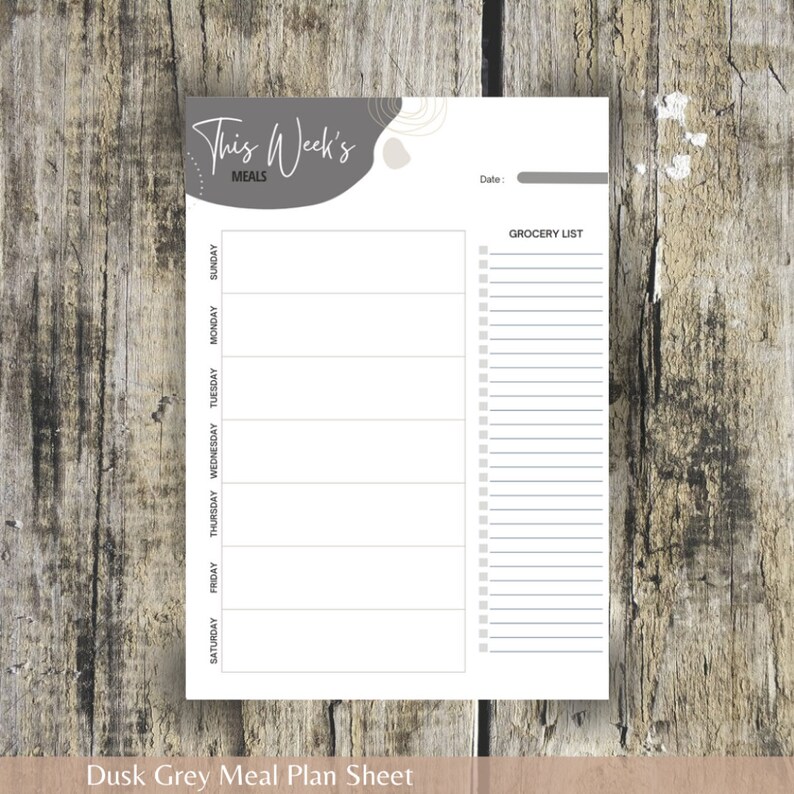 Weekly Meal Planner & Grocery List Printable PDF Meal Prep - Etsy
