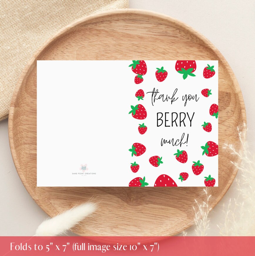 Thank You Berry Much Card Thank You Card Printable Thank You Card Thank ...