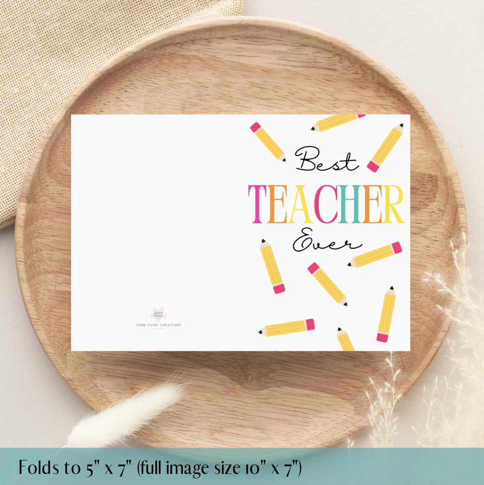 Best Teacher Ever Card | Teacher Appreciation | Gifts for Teacher ...