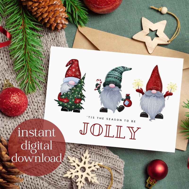 Gnome Christmas Card - Etsy