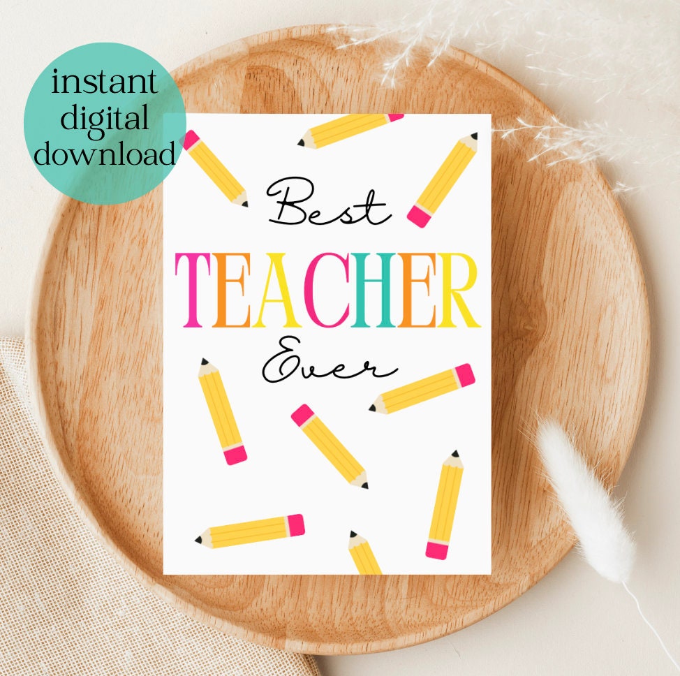 Best Teacher Ever Card | Teacher Appreciation | Gifts for Teacher ...