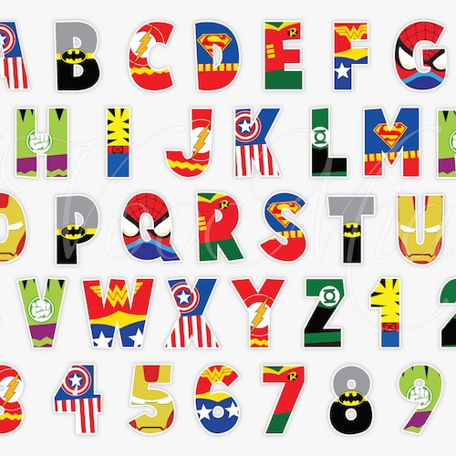 Superhero Alphabet Printable Letters Superheroes Font - Etsy