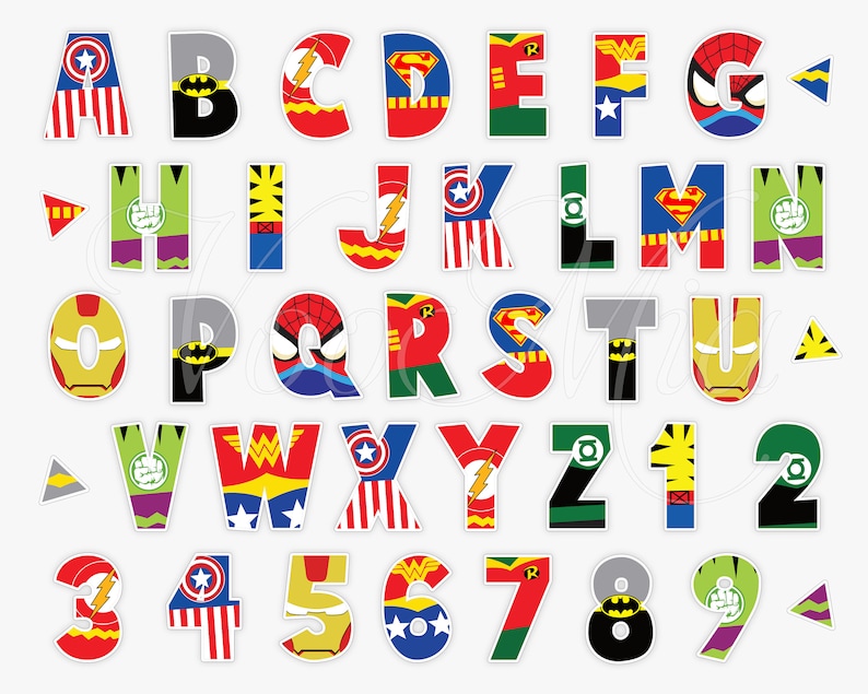 Superhero Alphabet Printable Letters Superheroes Font - Etsy