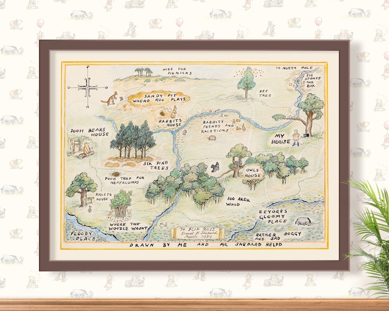 100 Acre Wood Map Winnie the Pooh Original Aker Map - Etsy