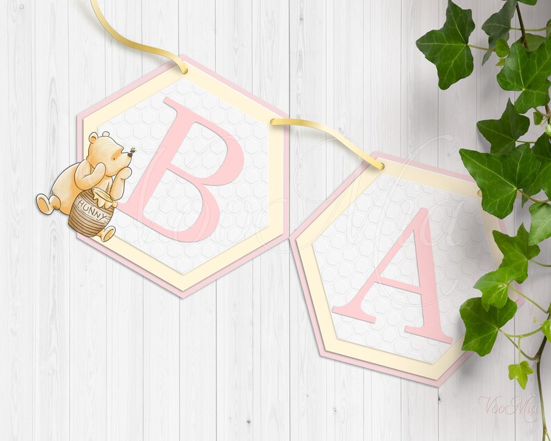 Classic Winnie the Pooh Baby Shower Banner Girl Editable - Etsy