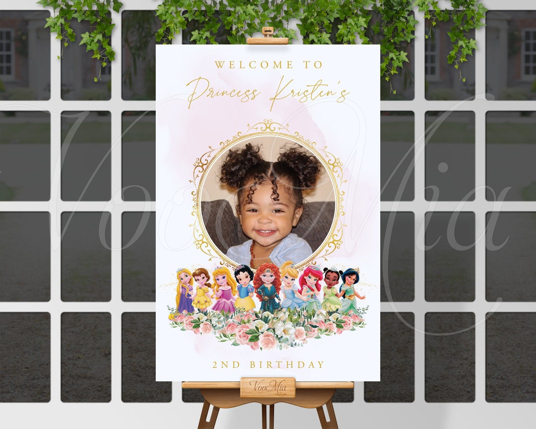 Little Princess Birthday Sign, Princesses Welcome Poster With Photo ...