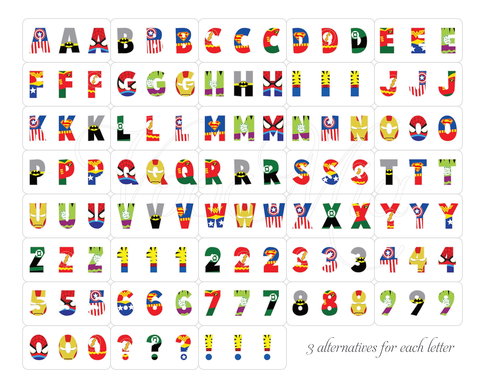 Superhero Alphabet Printable Letters, Superheroes Font Characters - Etsy