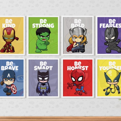 Superhero Nursery Prints Superheroes Kids Bedroom Decor Wall - Etsy