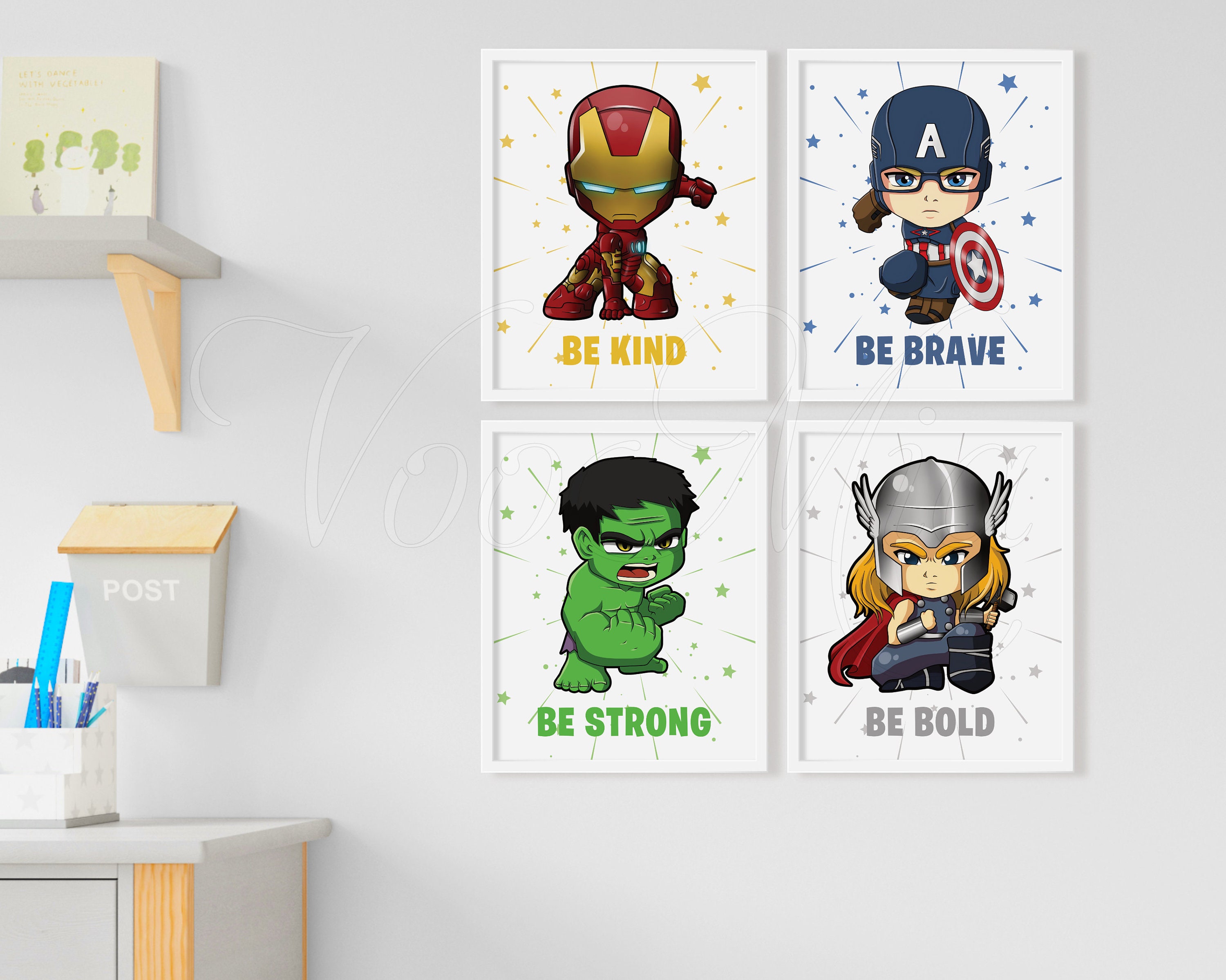 Superhero Wall Art Print Superheroes Nursery Decor Kids - Etsy