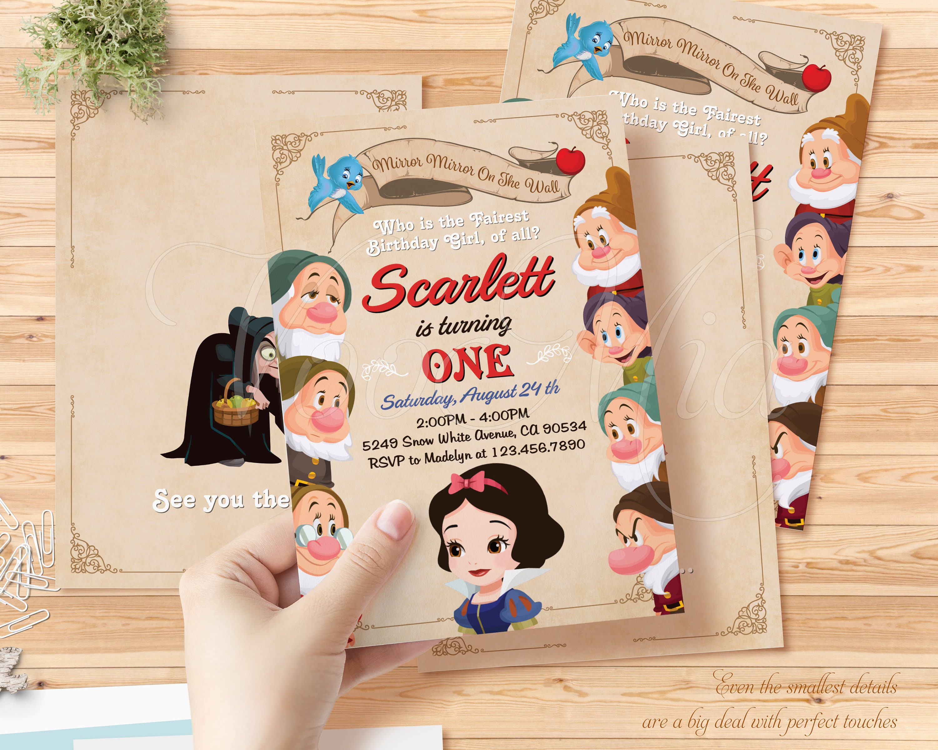 Snow White Birthday Invitation, Princess Party Invite, Editable ...