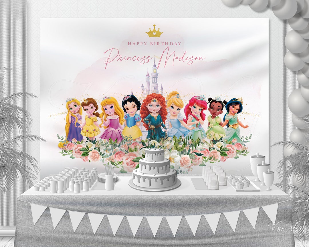 Little Princess Birthday Backdrop, Customizable Princesses Party Banner ...