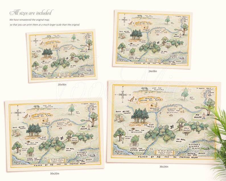100 Acre Wood Map Winnie the Pooh Original Aker Map - Etsy