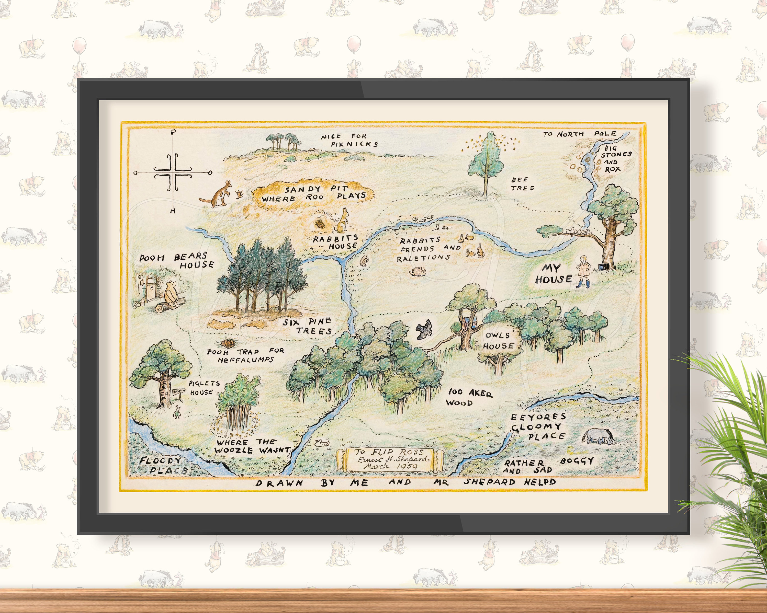 100 Acre Wood Map Winnie the Pooh Original Aker Map - Etsy