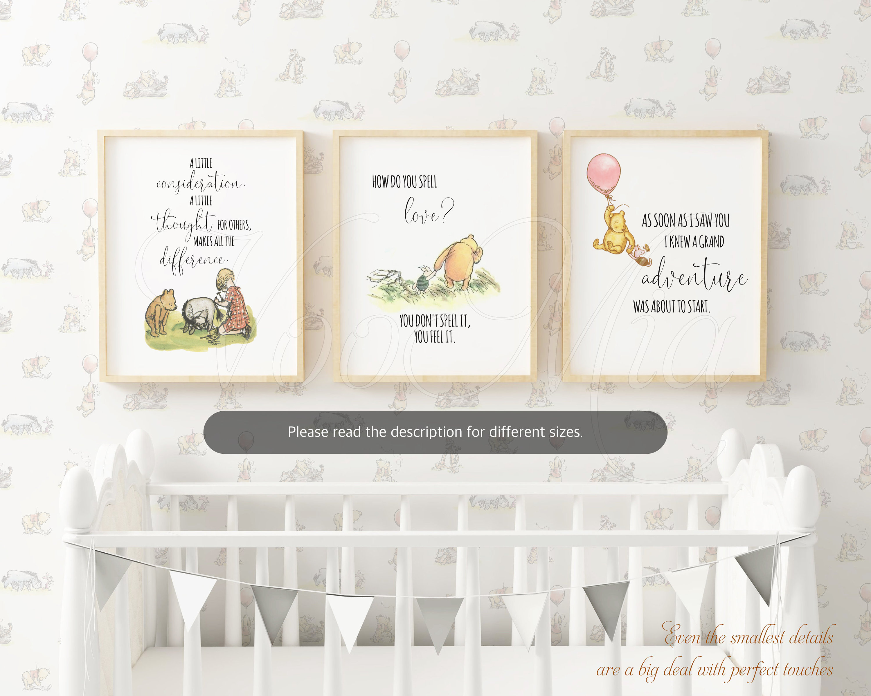Classic Winnie the Pooh Nursery Print Set of 3 Quote Decor | Etsy