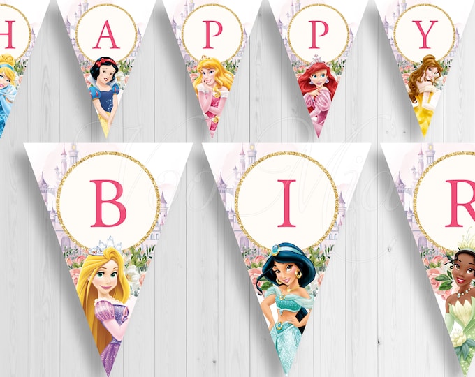 Disney Princess Birthday Banner Party Banner Custom Banner Disney ...