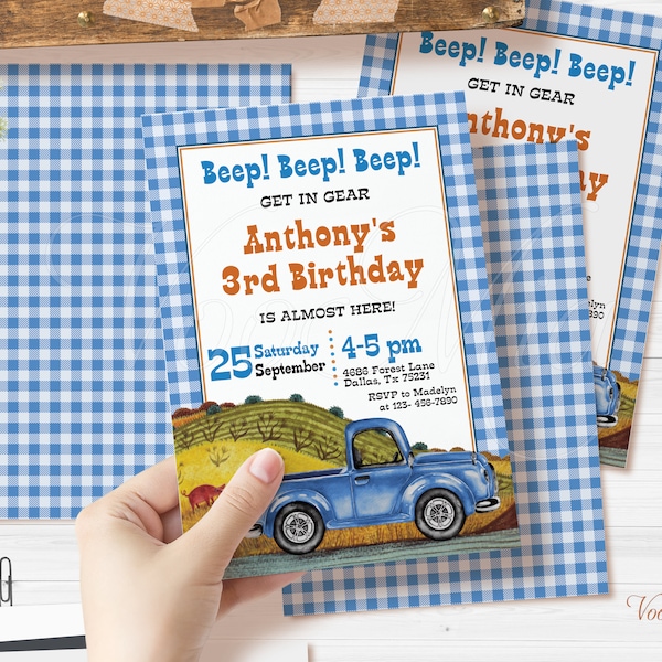 Little Blue Truck Birthday Invitation - Etsy
