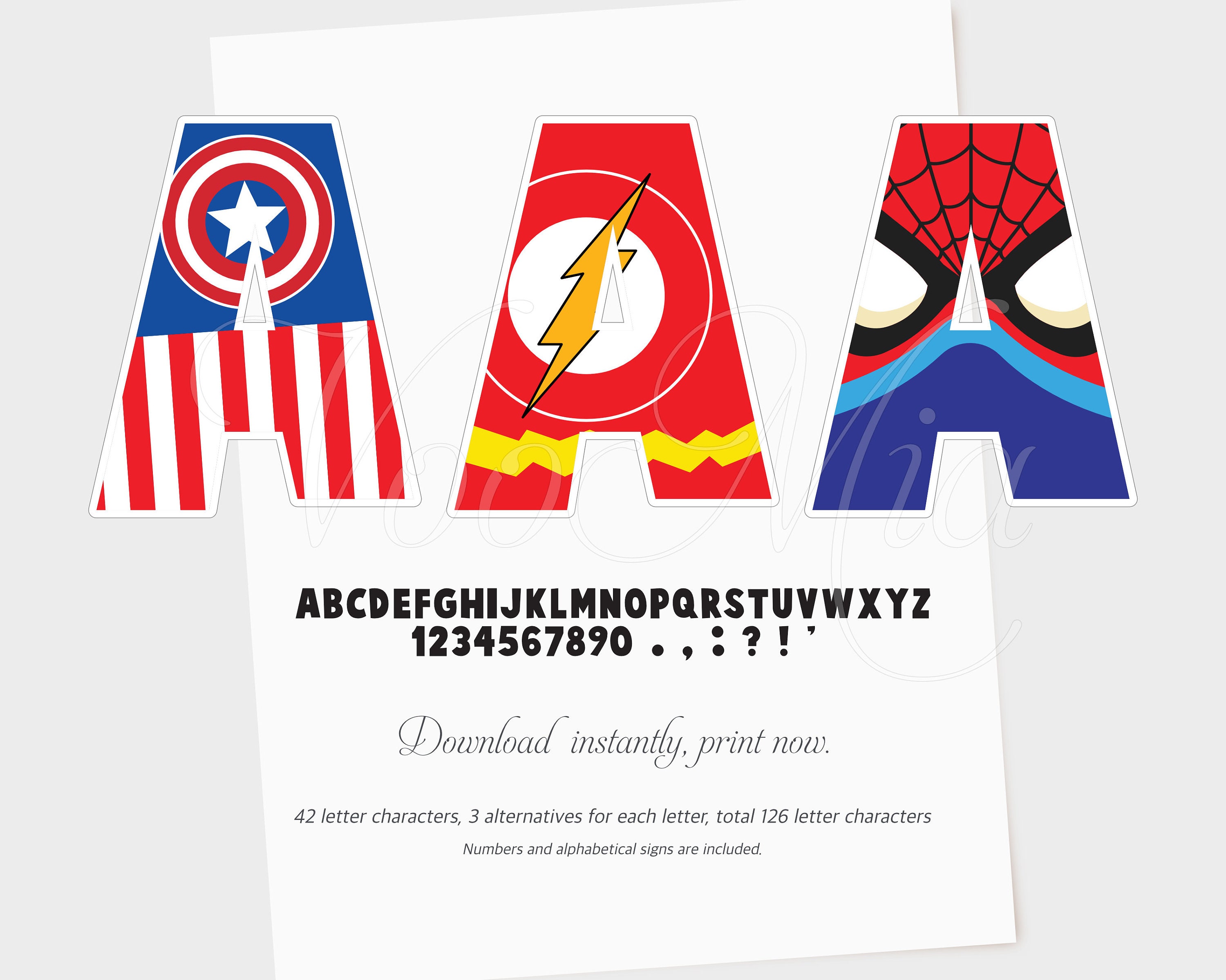 Superhero Alphabet Printable Letters Superheroes Font - Etsy