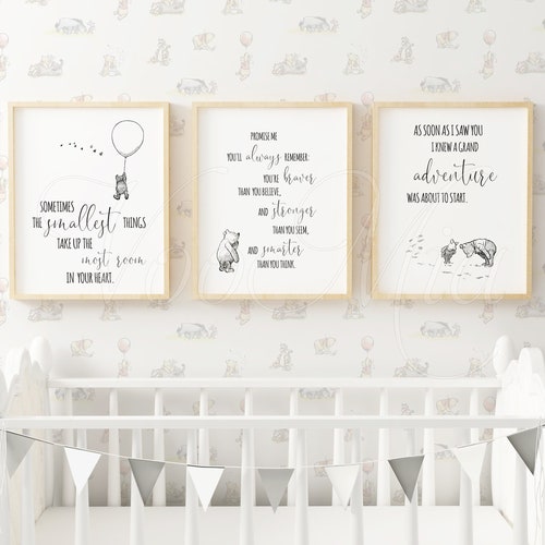 Set of 3 Winnie the Pooh Quote Nursery Print Decor Classic - Etsy