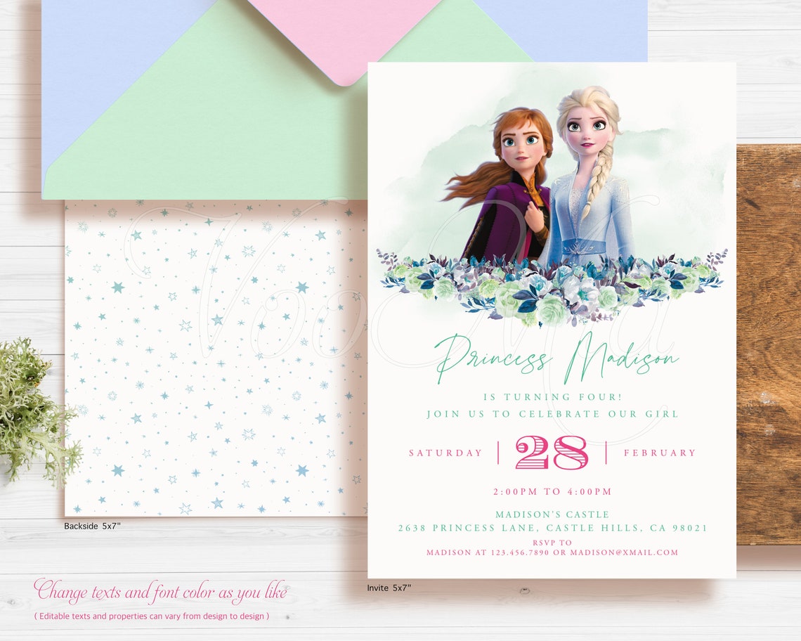 Elsa and Anna Birthday Invitation Frozen Party Template - Etsy