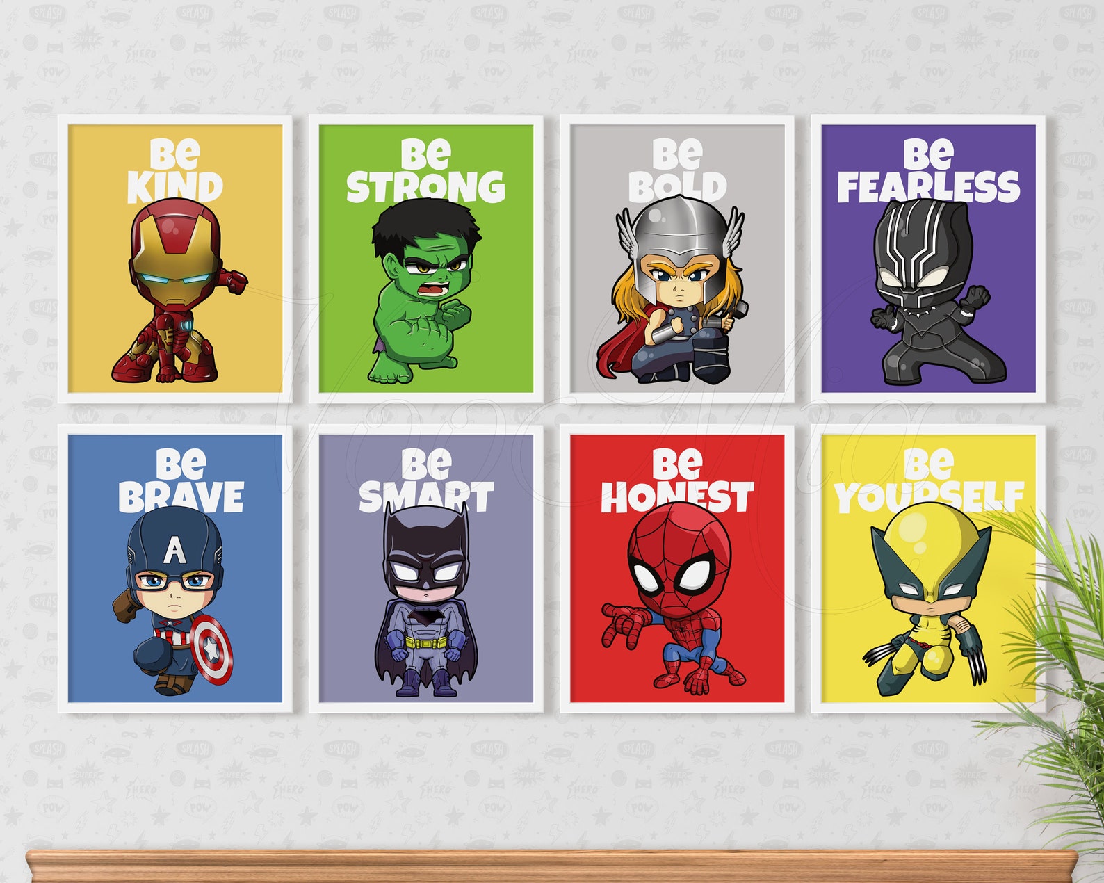 Superhero Wall Art Print, Superheroes Nursery Decor, Kids Bedroom ...